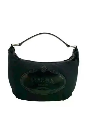 Prada Canapa Logo Tessuto Hobo Bag - Black