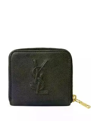 Saint Laurent 20th Century Leather Monogram Zip Wallet Small Wallets - Grey