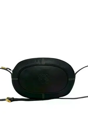 Loewe Leather Anagram Crossbody Bag - Black
