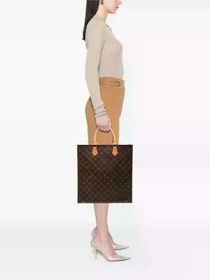 LOUIS VUITTON Monogram Sac Plat Tote Bag - Brown