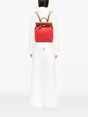Hermès Toile Herbag A Dos Zip Retourne Backpack - Red
