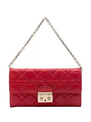 Dior Lambskin Cannage Miss Promenade Wallet On Chain Shoulder Bag - Red