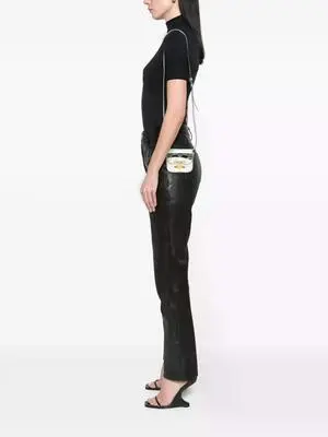Celine Mini Triomphe Claude Crossbody Bag In Metallic Calfskin - Silver