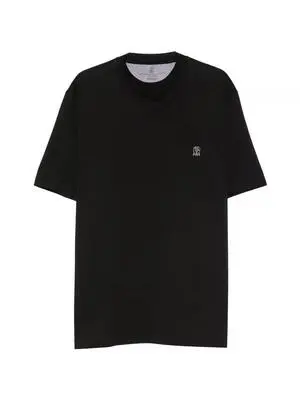 Brunello Cucinelli Logo-embroidered T-shirt - Black