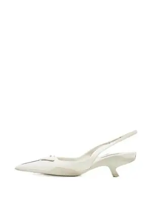 Prada Bow-detail Leather Slingback Pumps - Neutrals