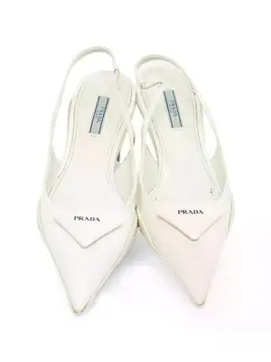 Prada Bow-detail Leather Slingback Pumps