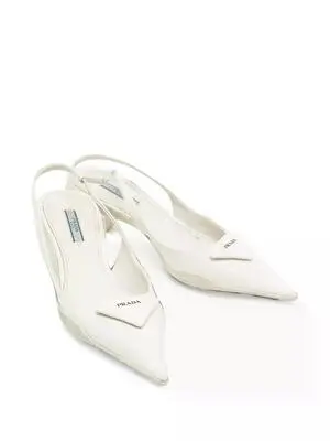 Prada Bow-detail Leather Slingback Pumps