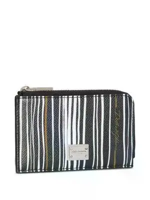 Dolce & Gabbana Stripe-print Card Holder In Calfskin
