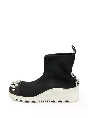 Miu Miu Crystal Embellished High-top Sneakers - Black