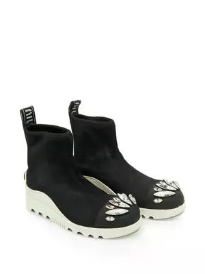 Miu Miu Crystal Embellished High-top Sneakers