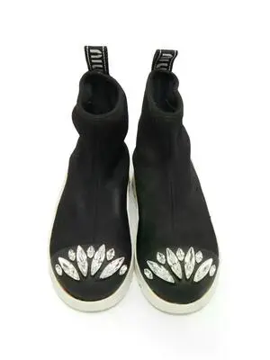 Miu Miu Crystal Embellished High-top Sneakers