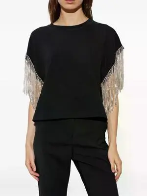 Sportmax Rhinestone Fringe Adorned T-shirt