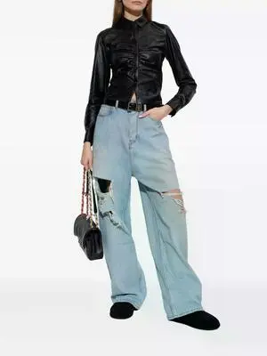 Balenciaga Ruched Leather Shirt