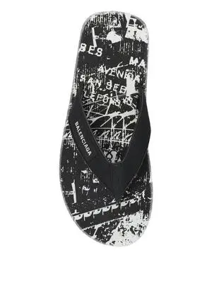 Balenciaga Logo Print Flip Flops