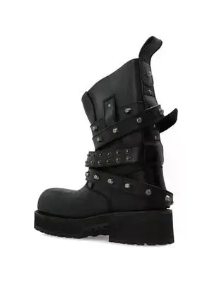 Balenciaga Venom City Studded Strap Leather Boots