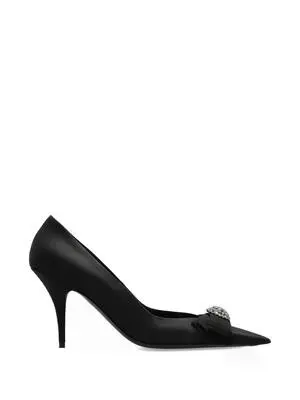 Balenciaga Embellished Bow Pointed Pumps - Black