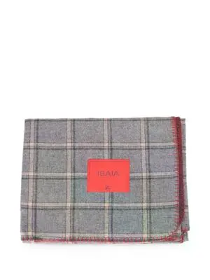 Isaia Check-print Whipstitch-trim Blanket - Grey