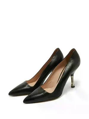 Miu Miu Leather Pointed-toe Pumps With Spiral-detail Heel