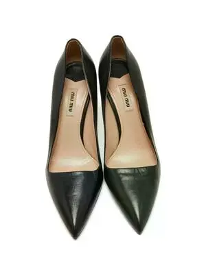 Miu Miu Leather Pointed-toe Pumps With Spiral-detail Heel