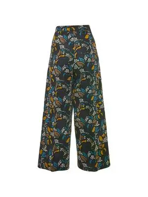 Max Mara Floral Print Wide-leg Trousers - Black