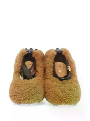TOD'S Shearling Ankle-strap Ballet Flats