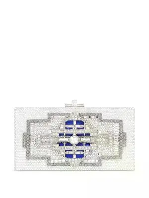 Judith Leiber Crystal Embellished Geometric Clutch Bag - Silver