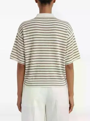 Brunello Cucinelli Striped Short-sleeve Polo Top