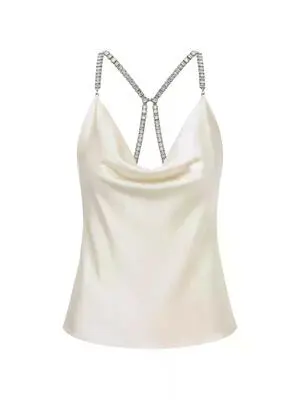 Patrizia Pepe Jewelled Chain-link Silk Top