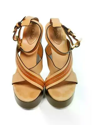 Chloé Cross-strap Wedge Sandals