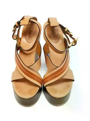 Chloé Cross-strap Wedge Sandals