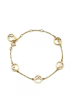 Fendi Crystal Embellished Bracelet - Gold