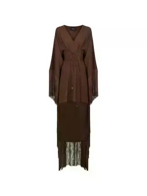 TALLER MARMO Sierra Fringed Kaftan Mini Dress - Brown
