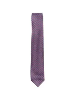 FERRAGAMO Gancini Pattern Tie - Blue