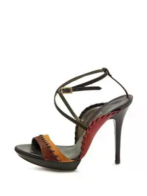 FERRAGAMO Leather Platform Sandals - Black
