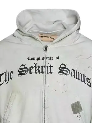 SEKRIT Distressed Logo-print Hoodie