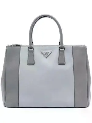 Prada Saffiano Lux Galleria Double Zip Satchel - Grey