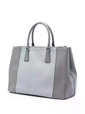 Prada Saffiano Lux Galleria Double Zip Satchel - Grey