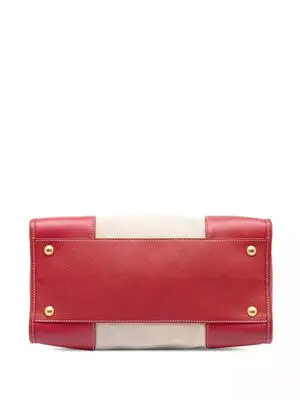 Prada Saffiano Trimmed Canapa Logo Satchel - Neutrals