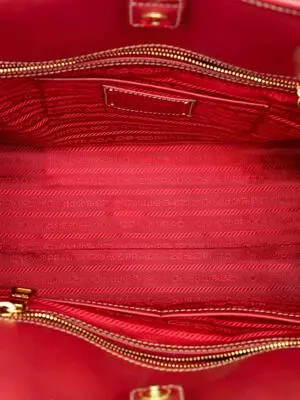 Prada Saffiano Trimmed Canapa Logo Satchel - Neutrals