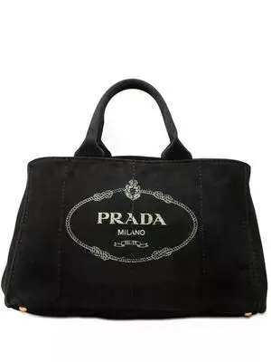Prada Canapa Logo Satchel - Black