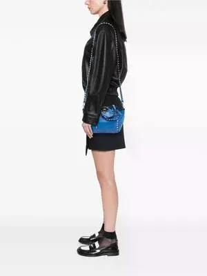 Valentino Garavani Mini Leather Rockstud Trapeze Satchel - Blue