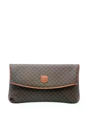 Celine Macadam Coated Canvas Clutch Bag - Brown