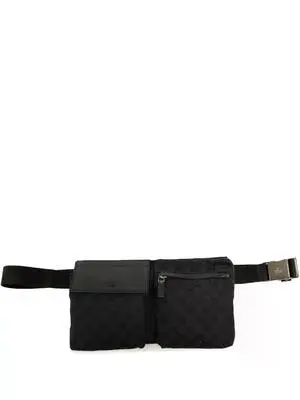 Gucci Gg Canvas Double Pocket Belt Bag - Black