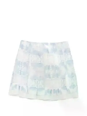 Ermanno Scervino Lace Overlay Pleated Mini Skirt - Blue
