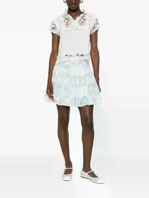 Ermanno Scervino Lace Overlay Pleated Mini Skirt