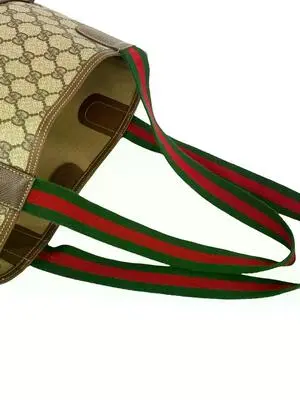 Gucci Gg Supreme Web Tote Bag - Brown