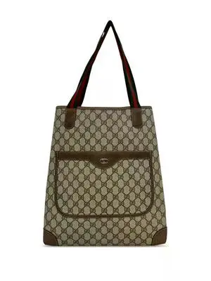 Gucci Gg Supreme Web Tote Bag - Brown