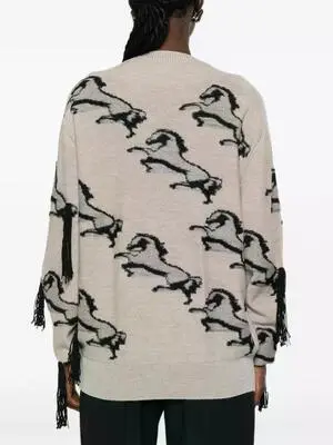 Stella McCartney Horse-pattern Fringed Sweater