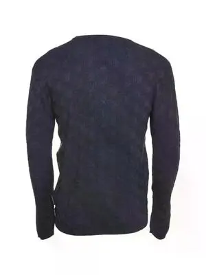 Emporio Armani Navy Textured Knit Long Sleeve Sweater