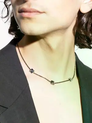 Fendi Logo Square Pendant Necklace